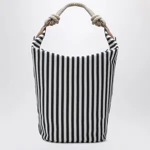 Miu Miu Cognac Striped Canvas Bag - Blue