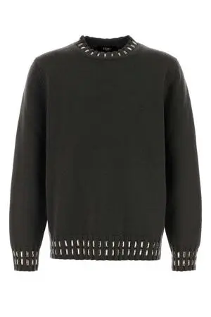 Fendi Charcoal Wool Blend Sweater - Gray