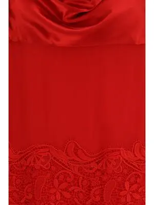 FERRAGAMO Draped Lace Silk Chiffon Dress