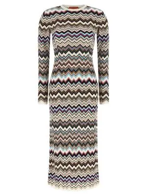 Missoni Zigzag Chevron Knit Midi Dress - Multicolor