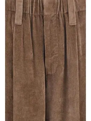 Brunello Cucinelli Elasticated Viscose And Cashmere Pants - Brown