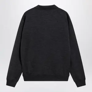 Valentino Garavani Wool Polo Shirt With Vlogo Embroidery In Anthracite - Gray