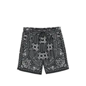 Amiri Silk Bandana Checkered Bermuda Shorts - Black