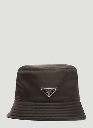 Prada Nylon Logo Bucket Hat - Black