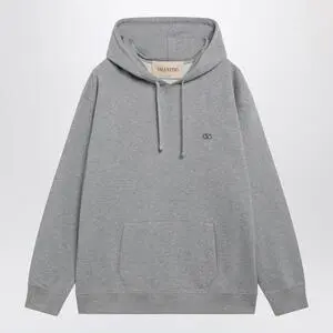 Valentino Garavani Melange Hoodie With Vlogo Embroidery - Gray
