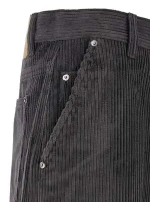 AMI Paris Brown Trousers With Back Logo Patch In Velvet
