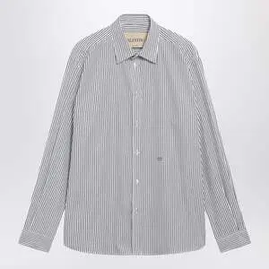 Valentino Garavani Ivory/green Striped Shirt With Vlogo - White