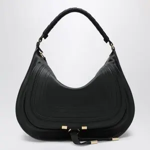 Chloé Black Leather Marcie Shoulder Bag - Blue