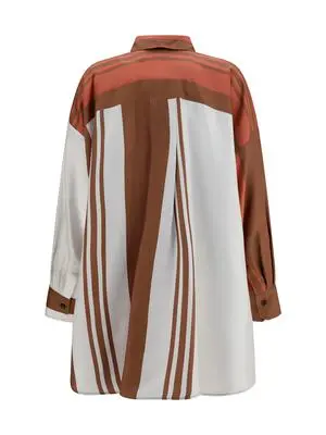 Kiton Long Striped Silk Shirt