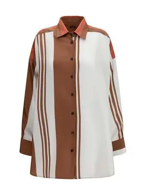 Kiton Long Striped Silk Shirt - Multicolor
