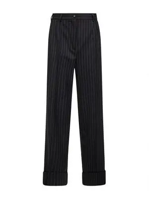 Dolce & Gabbana Black Two-way Stretch Twill Pinstriped Trousers - Multicolor