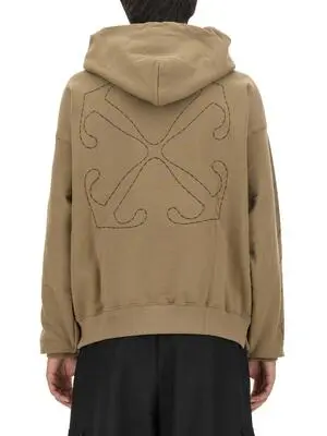 Off-White Sweatshirt With Arrow Embroidery - Cream