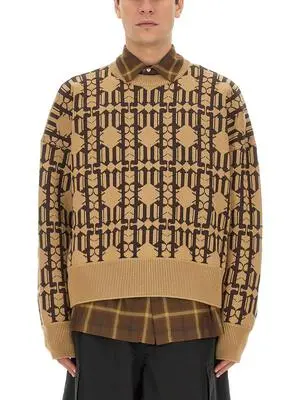 Palm Angels Jacquard Sweater - Cream