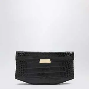 TOTEME Clip Croc-embossed Leather Shoulder Bag - Black