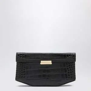 TOTEME Clip Croc-embossed Leather Shoulder Bag - Black