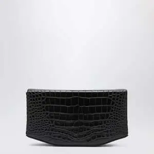 TOTEME Clip Croc-embossed Leather Shoulder Bag - Black
