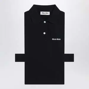 Miu Miu Pique Top With Logo - Blue