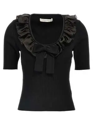 Alessandra Rich Ruffle T-shirt - Black