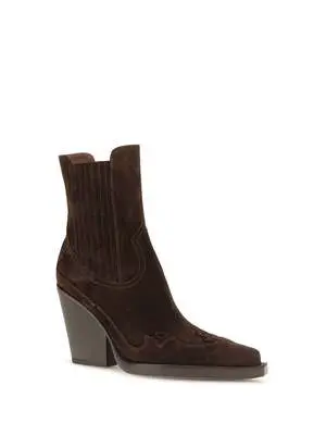 Paris Texas Embroidered Ankle Boots - Brown