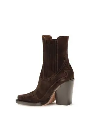 Paris Texas Embroidered Ankle Boots - Brown