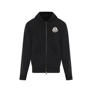 Moncler Zip-up Hooded Sweatshirt - Black