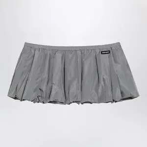 Miu Miu Pleated Balloon Technical Canvas Miniskirt - Gray