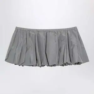 Miu Miu Pleated Balloon Technical Canvas Miniskirt - Gray