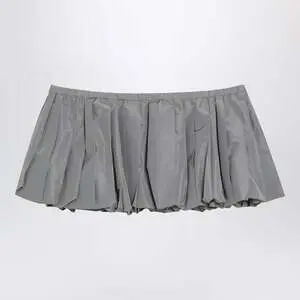 Miu Miu Pleated Balloon Technical Canvas Miniskirt - Gray