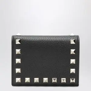 Valentino Garavani Valentino Garavani Black Rockstud Leather Wallet Women Black