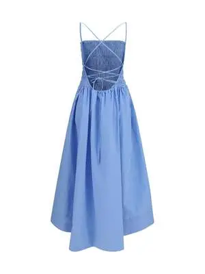 GANNI Poplin Maxi Dress - Blue