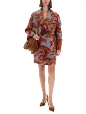 Etro Wool Blend Printed Wrap Skirt