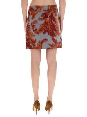 Etro Wool Blend Printed Wrap Skirt
