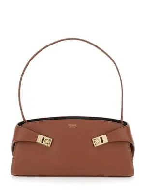 FERRAGAMO Hug East West Leather Shoulder Bag - Brown