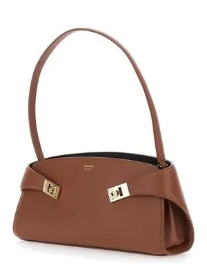 FERRAGAMO Hug East West Leather Shoulder Bag - Brown