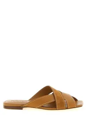 TOD'S Suede Leather Sandals - Cream