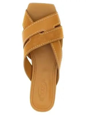 TOD'S Suede Leather Sandals - Cream