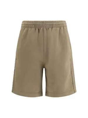 Burberry Cotton Shorts With Check Trims - Brown
