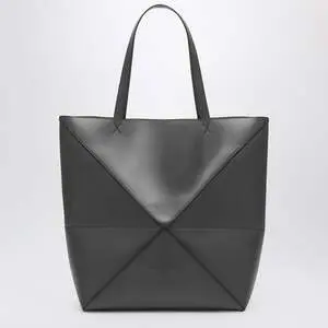 Loewe Dark Grey Shiny Calf Leather Puzzle Fold Tote Xl Bag - Gray
