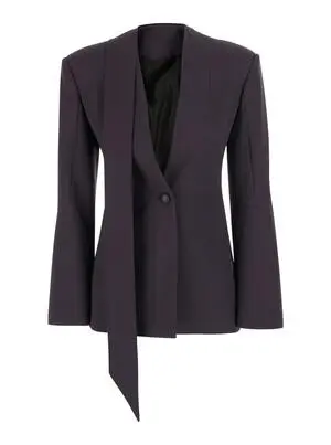 Attico Wool Single-breasted Shawl Lapel Jacket - Multicolor