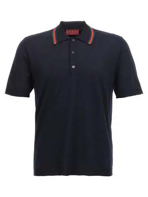 Gucci Web Ribbon Polo Shirt - Blue