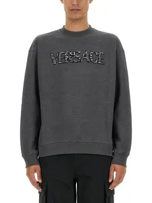 Versace Sweatshirt With Crocodile Logo - Gray