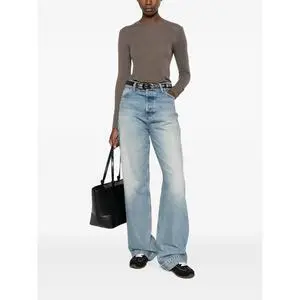 Max Mara Ribbed Knit Long Sleeve Crewneck Top - Brown