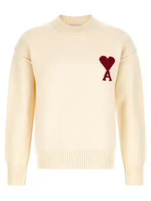AMI Paris De Coeur Virgin Wool Sweater - Red