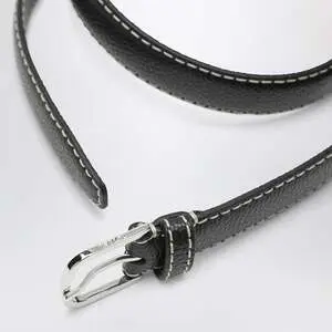 TOTEME Slim Hammered Leather Belt - Black