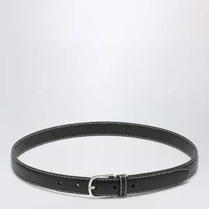 TOTEME Slim Hammered Leather Belt - Black
