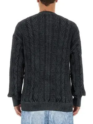 Versace Braided Knit Sweater - Gray