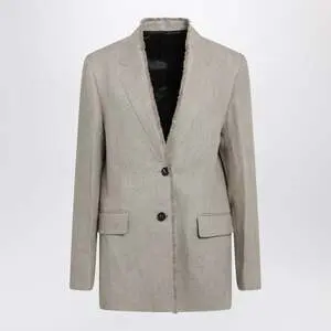 TOTEME Beige Frayed-lapel Natural Linen Blazer - Cream