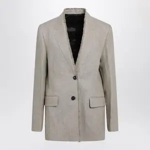 TOTEME Beige Frayed-lapel Natural Linen Blazer - Cream