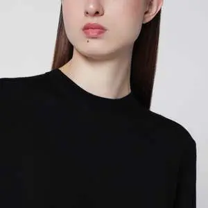 TOTEME Bewn Fine Crewneck Sweater In Wool And Silk - Black
