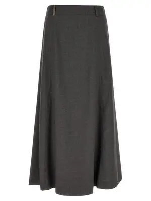 Peserico Flared Virgin Wool Skirt - Gray